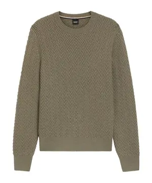 Hugo Boss H-hitalo Herringbone Knitted Sweater - Green
