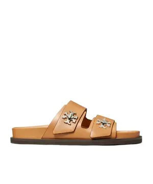 Tory Burch Metal Twist Lock Sport Slides - Camello