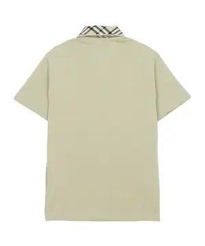 Burberry Check Collar Short Sleeved Polo Shirt - Nude
