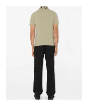 Burberry Check Collar Short Sleeved Polo Shirt - Nude