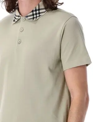 Burberry Check Collar Short Sleeved Polo Shirt - Nude