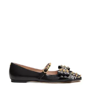 Valentino Garavani Rockstud Bow Ballerina Flats - Black
