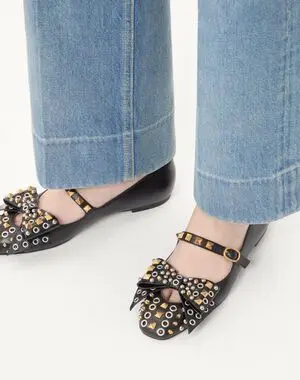 Valentino Garavani Rockstud Bow Ballerina Flats - Black