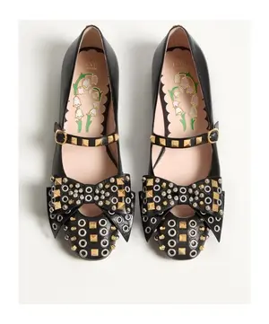 Valentino Garavani Rockstud Bow Ballerina Flats - Black