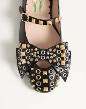Valentino Garavani Rockstud Bow Ballerina Flats - Black