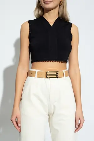 Victoria Beckham V-neck Cropped Top With Decorative Trim