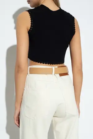 Victoria Beckham V-neck Cropped Top With Decorative Trim