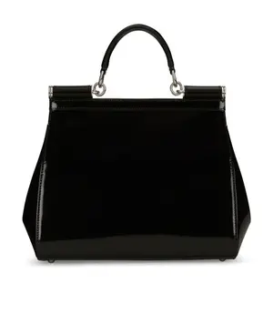 Dolce & Gabbana Logo Plaque Medium Sicily Bag - Black