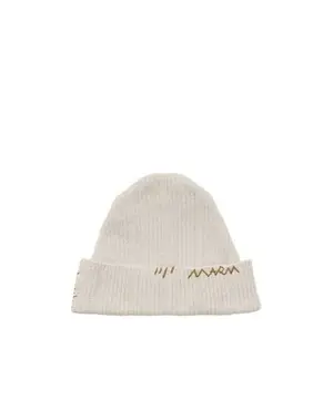 Marni Wool And Cashmere Blend Ribbed Beanie - Beige