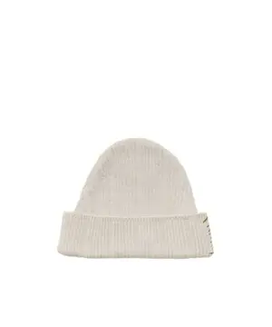 Marni Wool And Cashmere Blend Ribbed Beanie - Beige