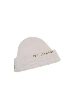 Marni Wool And Cashmere Blend Ribbed Beanie - Beige