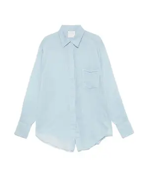 FORTE_FORTE Semi-sheer Collared Shirt - Blue