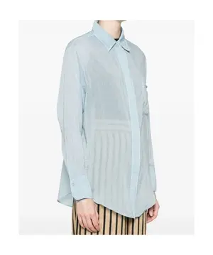 FORTE_FORTE Semi-sheer Collared Shirt