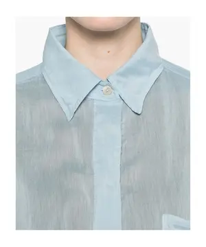 FORTE_FORTE Semi-sheer Collared Shirt