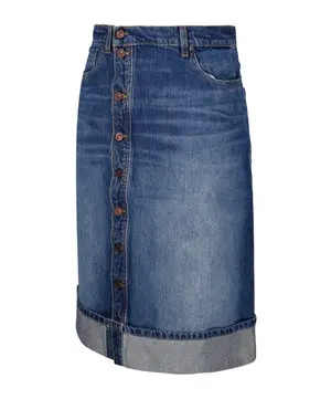 Victoria Beckham Mid-rise Denim Midi Skirt