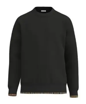 Burberry Long-sleeved Sweatshirt With Plaid Hem - Black