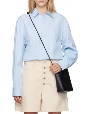 JIL SANDER Logo Embroidered Striped Shirt - Blue