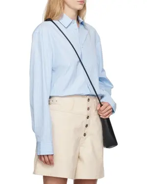 JIL SANDER Logo Embroidered Striped Shirt - Blue