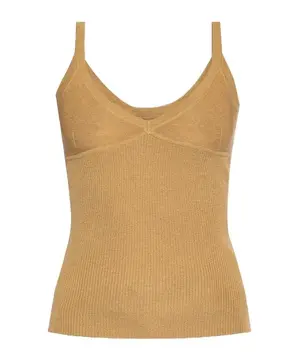 Max Mara Gallura Ribbed Knit V-neck Camisole - Camel
