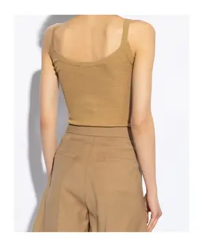 Max Mara Gallura Ribbed Knit V-neck Camisole - Camel