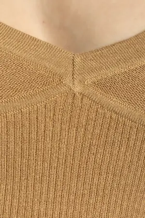 Max Mara Gallura Ribbed Knit V-neck Camisole - Camel