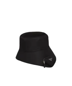 Prada Pouch Detailed Bucket Hat - Black