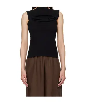 BASERANGE Sleeveless Ribbed Tank Top With Ruffle Trim