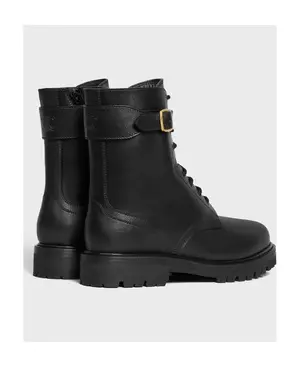 Celine Round Head Buckled Zip Up Boots