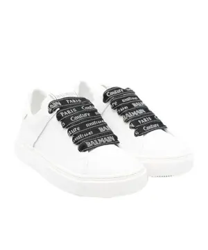 Balmain Logo Laces Leather Low-top Sneakers - White