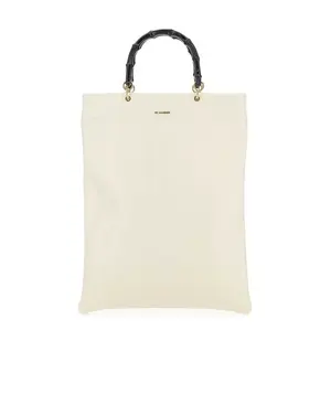 JIL SANDER Logo Croc Effect Tote Bag - White