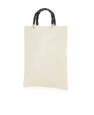 JIL SANDER Logo Croc Effect Tote Bag - White