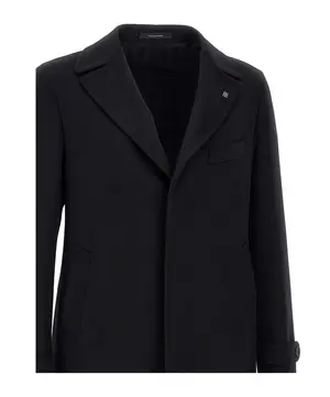 Tagliatore Single-breasted Coat With Pointed Collar - Black