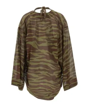 Attico V-neck Printed Halterneck Mini Dress