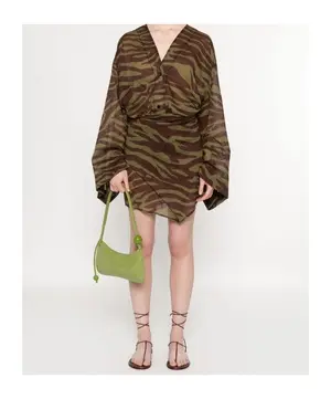 Attico V-neck Printed Halterneck Mini Dress