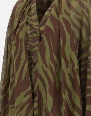 Attico V-neck Printed Halterneck Mini Dress