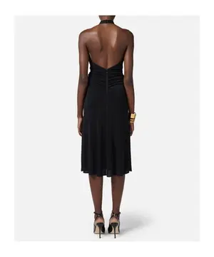 Elisabetta Franchi Crossover Gathered Sleeveless Midi Dress