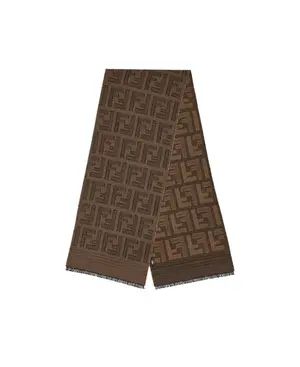 Fendi Ff Monogrammed Scarf - Brown