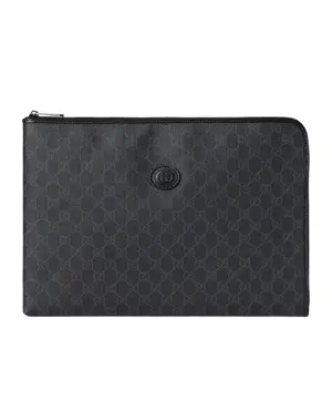 Gucci Monogrammed Zip Wallet - Black