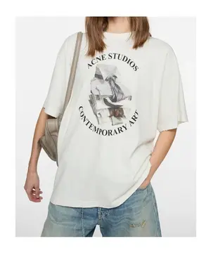 Acne Studios Logo Printed Crewneck T-shirt - Off White