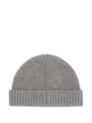 Dolce & Gabbana Ribbed Logo Plaque Beanie Hat - Gray