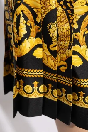Versace Pleated Barocco Print Skirt - Black