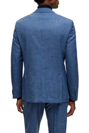 Hugo Boss Long-sleeved Coat, Belt Loop Pants, Suit Set - Blue