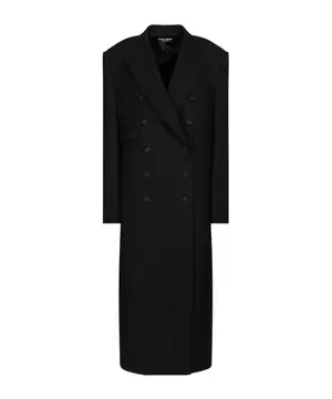 Dolce & Gabbana Long Double-breasted Tuxedo Coat - Black