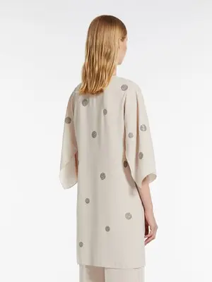 Max Mara Deep V-neck Blouse With Embroidered Dots
