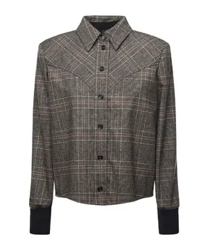 Pinko Long Sleeved Checked Shirt - Black