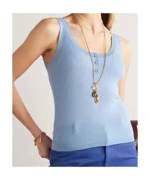 Chloé Ribbed Knit U-neck Tank Top With Button Detail