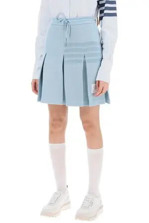 Thom Browne Pleated Skirt With Drawstring And Signature Stripes - No