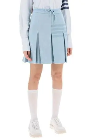 Thom Browne Pleated Skirt With Drawstring And Signature Stripes - No