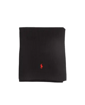 Ralph Lauren Polo Logo Embroidered Knitted Scarf - Black
