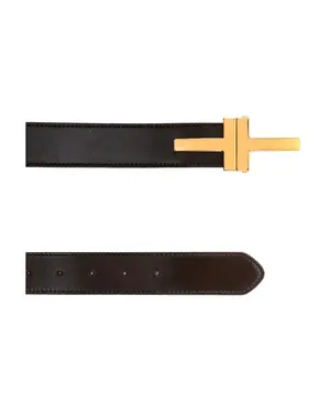 TOM FORD Logo Plaque Leather Belt - Black
